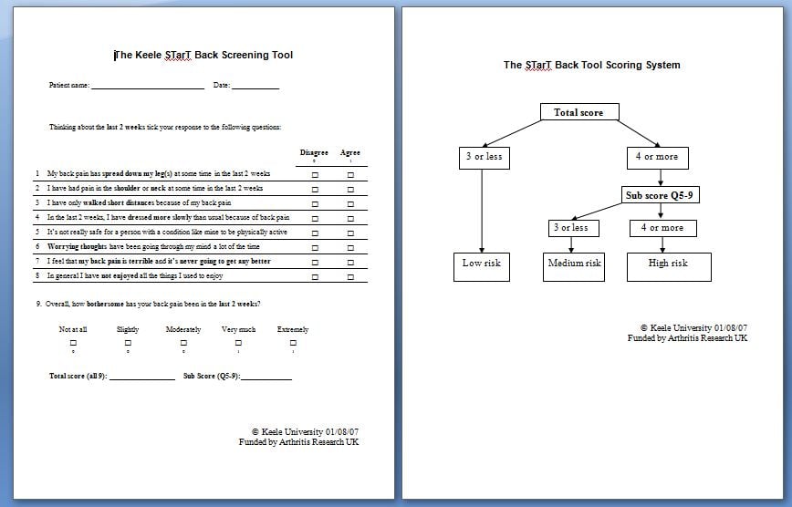 How to use the STarT Back Screening tool for low back pain